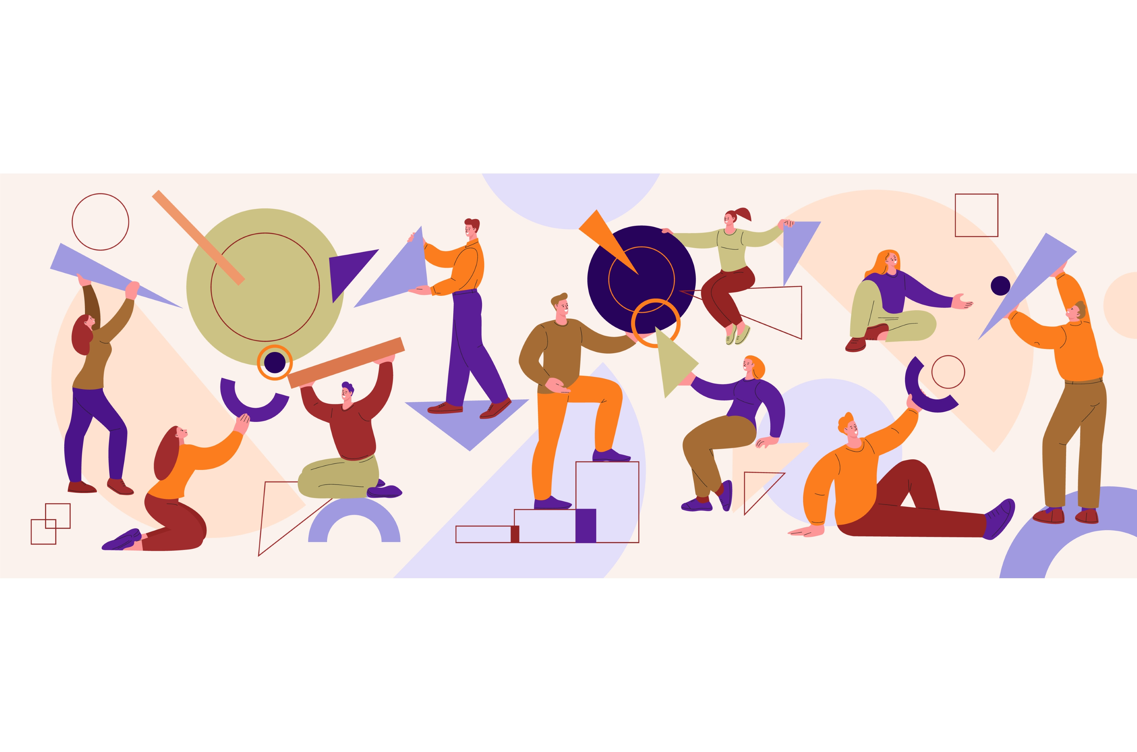 Collecting geometric shapes. Person | Graphics ~ Creative Market