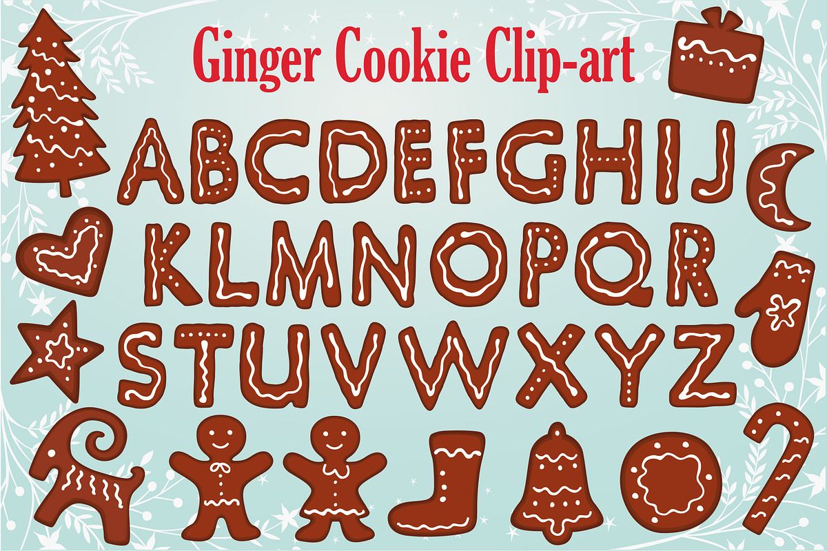 Gingerbread Alphabet Clipart, an Illustration by Studio Indigo ...