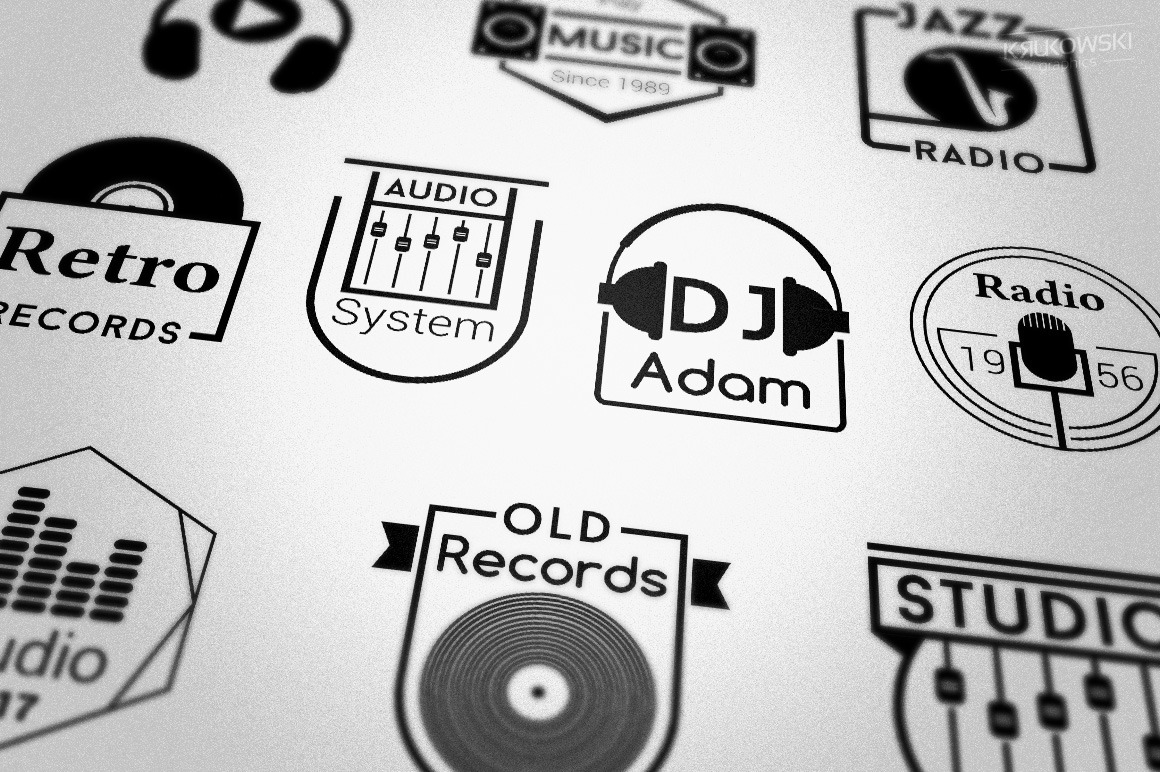 Music Audio Badges Logos, a Branding & Logo Template by Krukowski Graphics