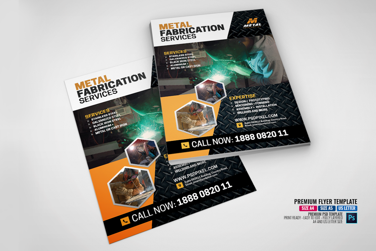 Metal Works and Fabrication Flyer, a Flyer Template by PSDPixel