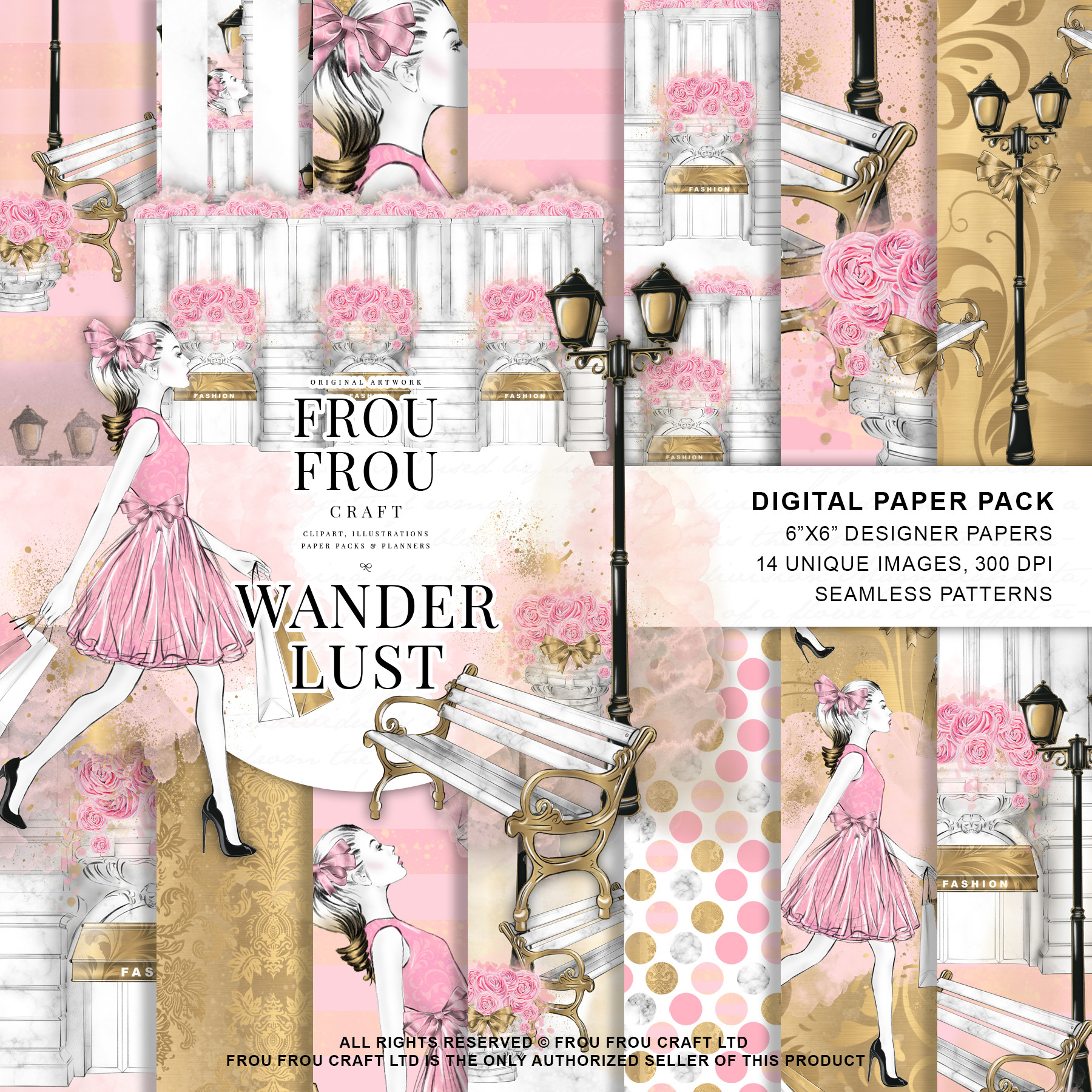 Fashion Shopping Girl Paper Pack, a Pattern Graphic by Frou Fou Craft