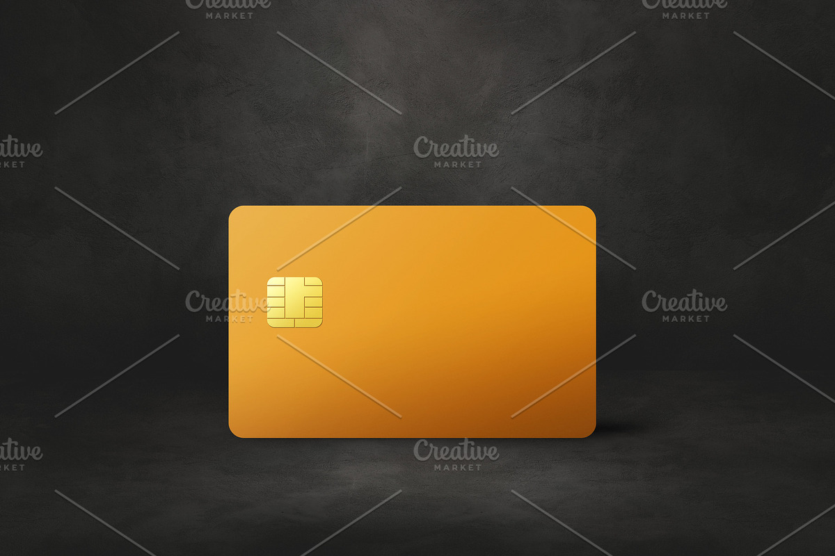 Yellow credit card on a black concrete background, an Object Graphic by ...