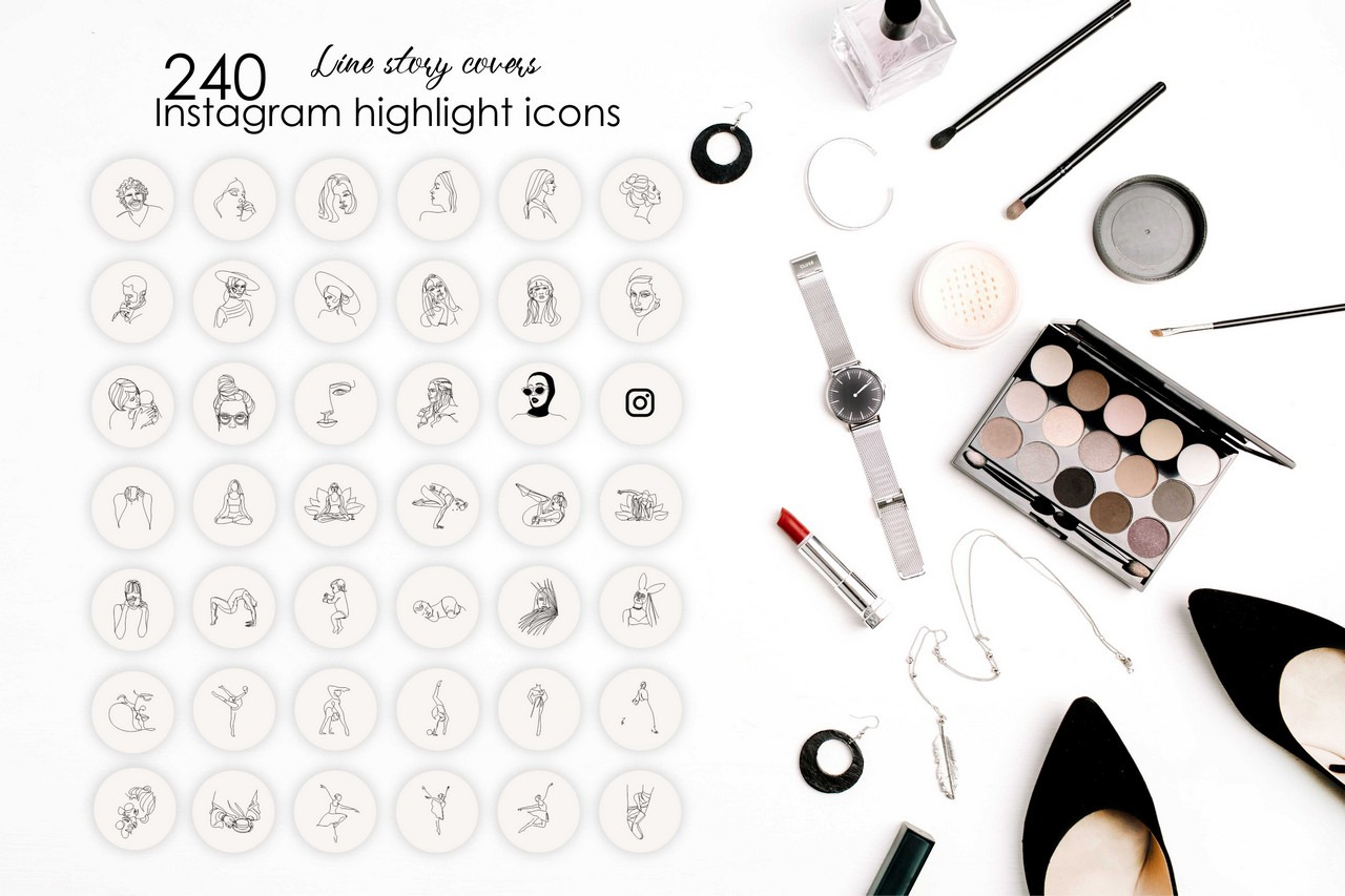 240 instagram stories covers, a Social Media Template by velychko.ua