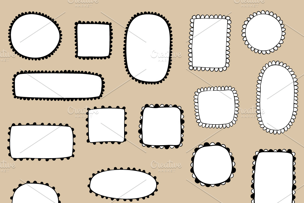 Hand drawn scalloped frames, a Graphic by Wild Rose