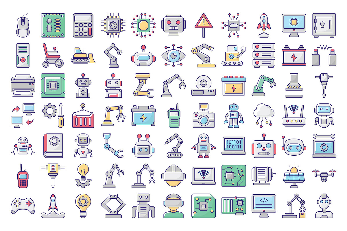 Robotics Engineering Icons Pack, an Icon by Vector Portal