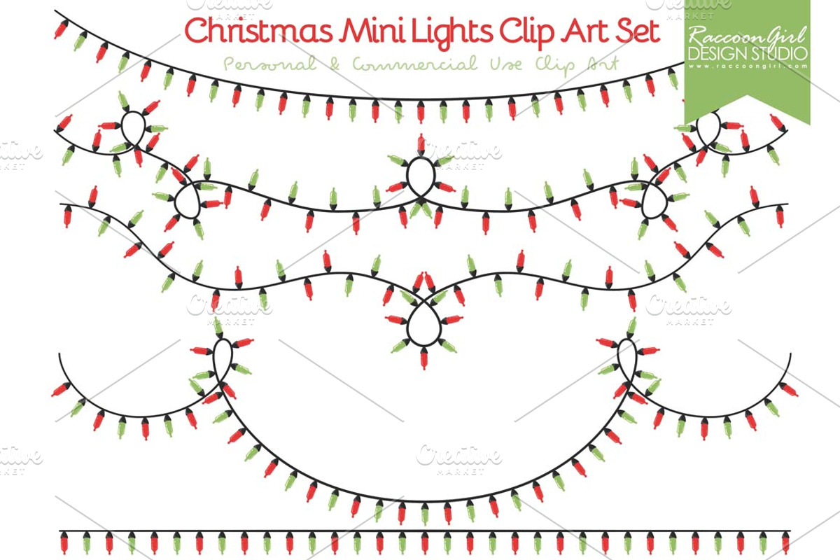 Christmas Mini Lights Clip Art Set, a Work Illustration by RaccoonGirl ...