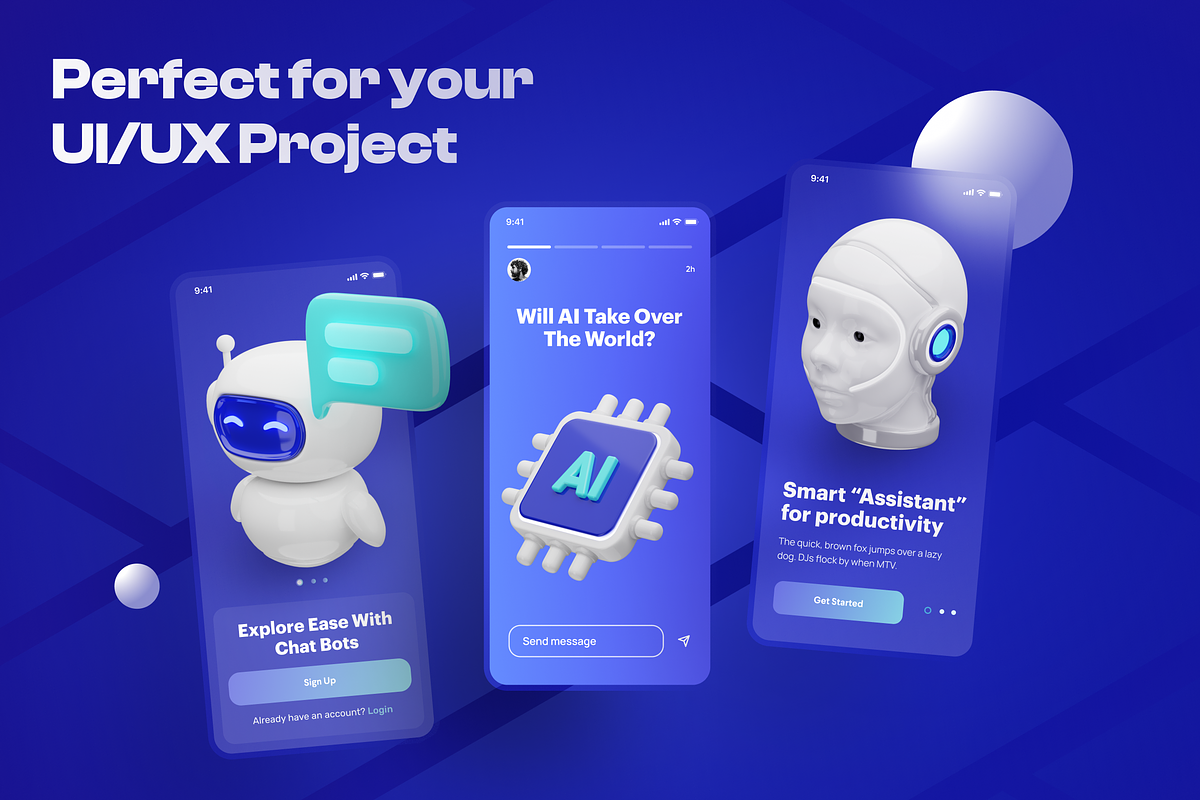 Artificial Intelligence 3D Icon Set