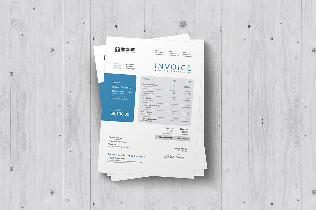 Invoice Template, a Stationery Template by MRI STUDIO