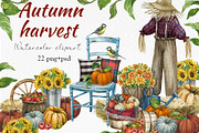 Watercolor apple harvest clipart