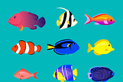 Set of Sea Fish Color Design Flat, an Animal Illustration by robuart ...