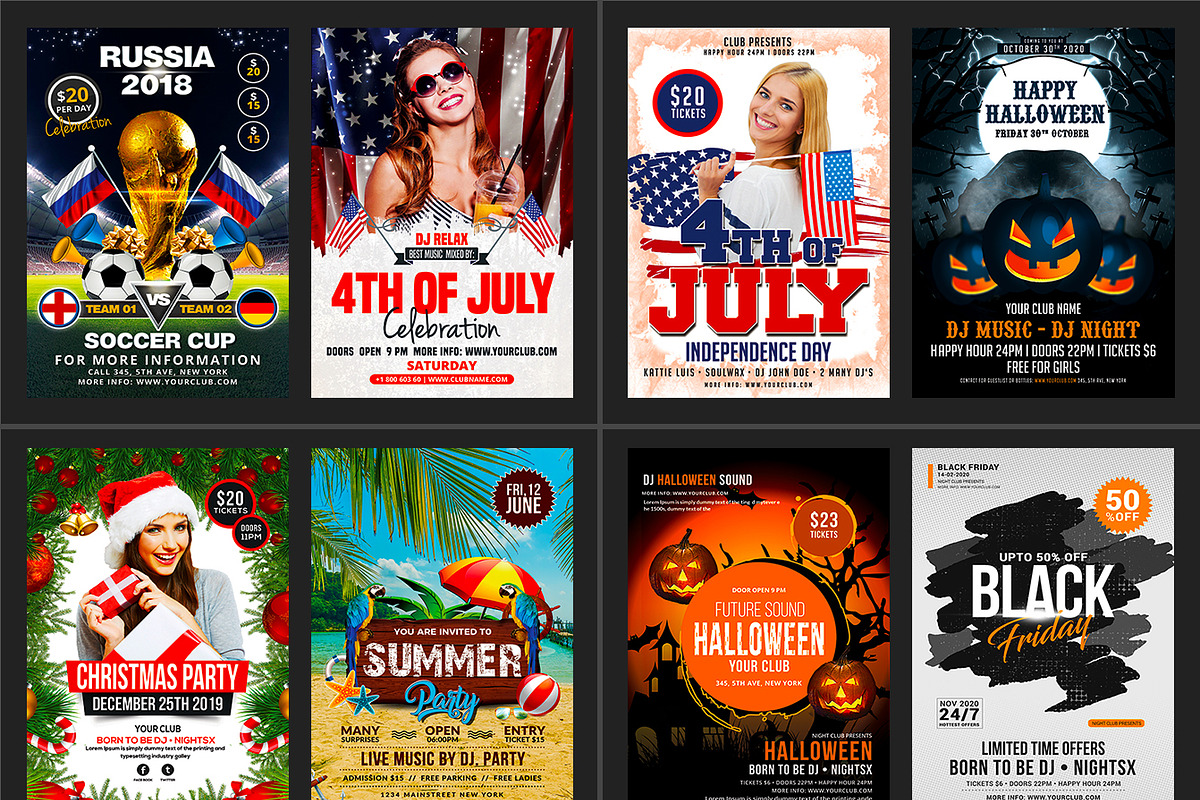 100-Party Flyers Bundle, a Flyer Template by AfzaalGraphics