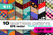 Seamless chevron patchwork patterns