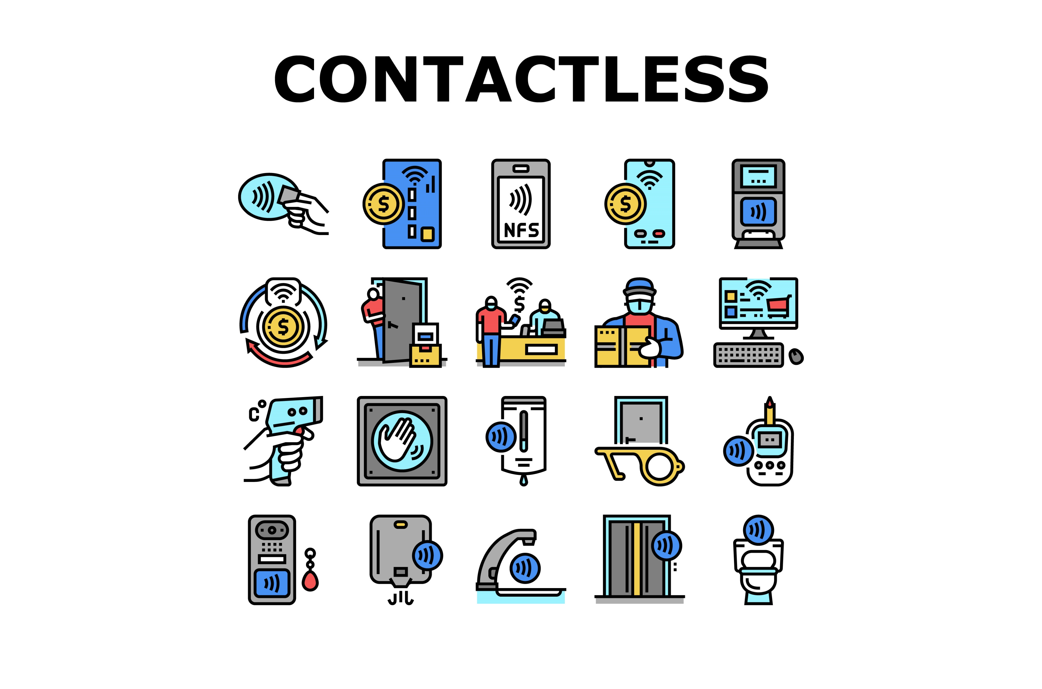 Contactless System Technology Icons, an Industrial Photo by pikepicture