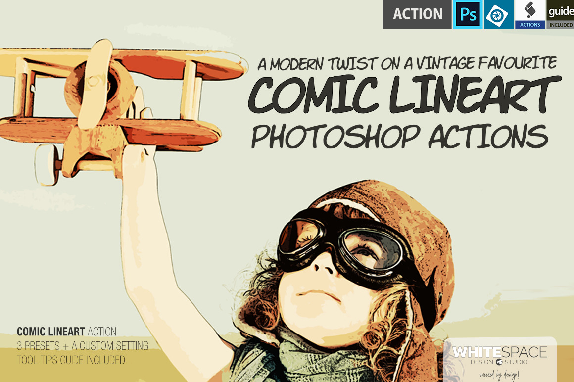 Comic LineArt Actions, an Action Add-On by WhiteSpace Design Studio