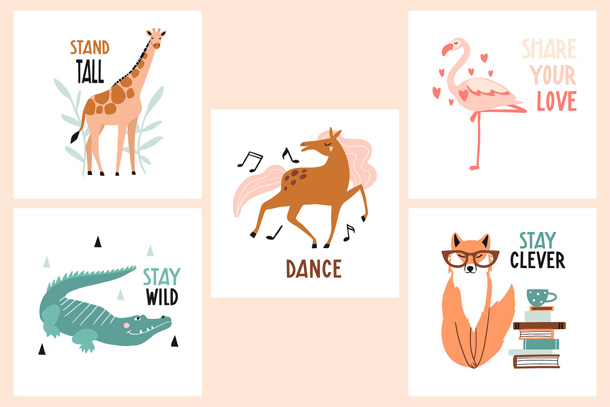 CARTOON ZOO elements & patterns, a Pattern Graphic by Lena Nikolaeva ...