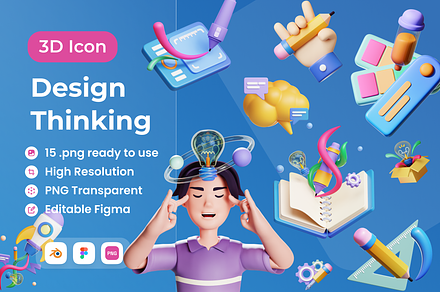 3D Design Thinking Illustration | 3D Objects ~ Creative Market