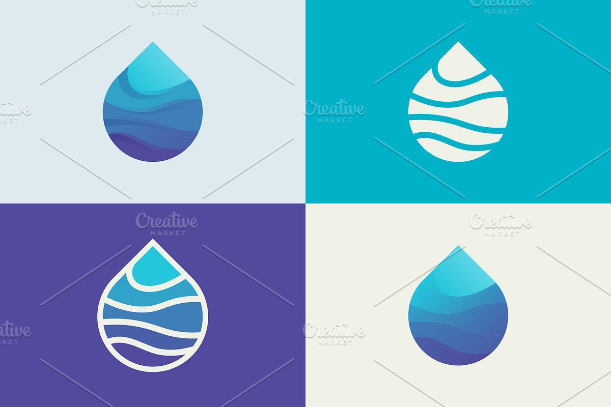 4 Aqua vector logos with business ca, a Branding & Logo Template by Magda