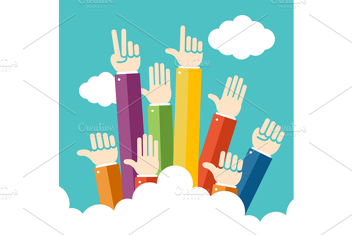 Raised Hands Up. Vector, a Person Illustration by Vector and Templates