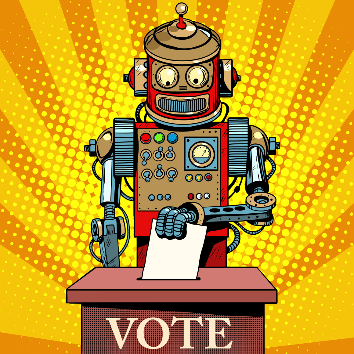 Robot the voter vote on election day, a Person Illustration by studiostoks