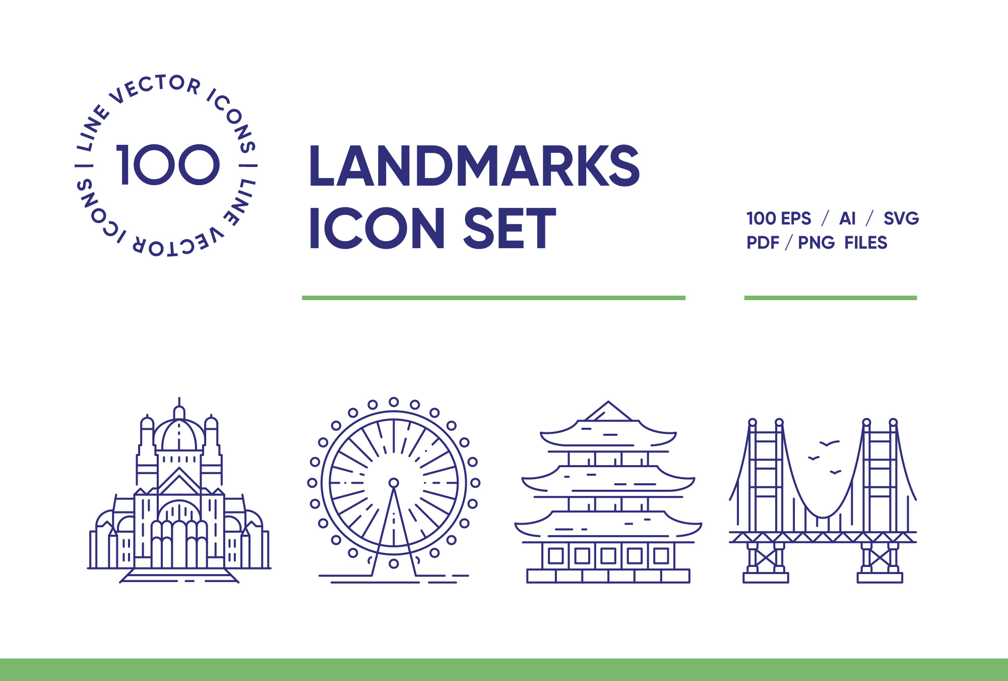 Landmarks Line Icon Set