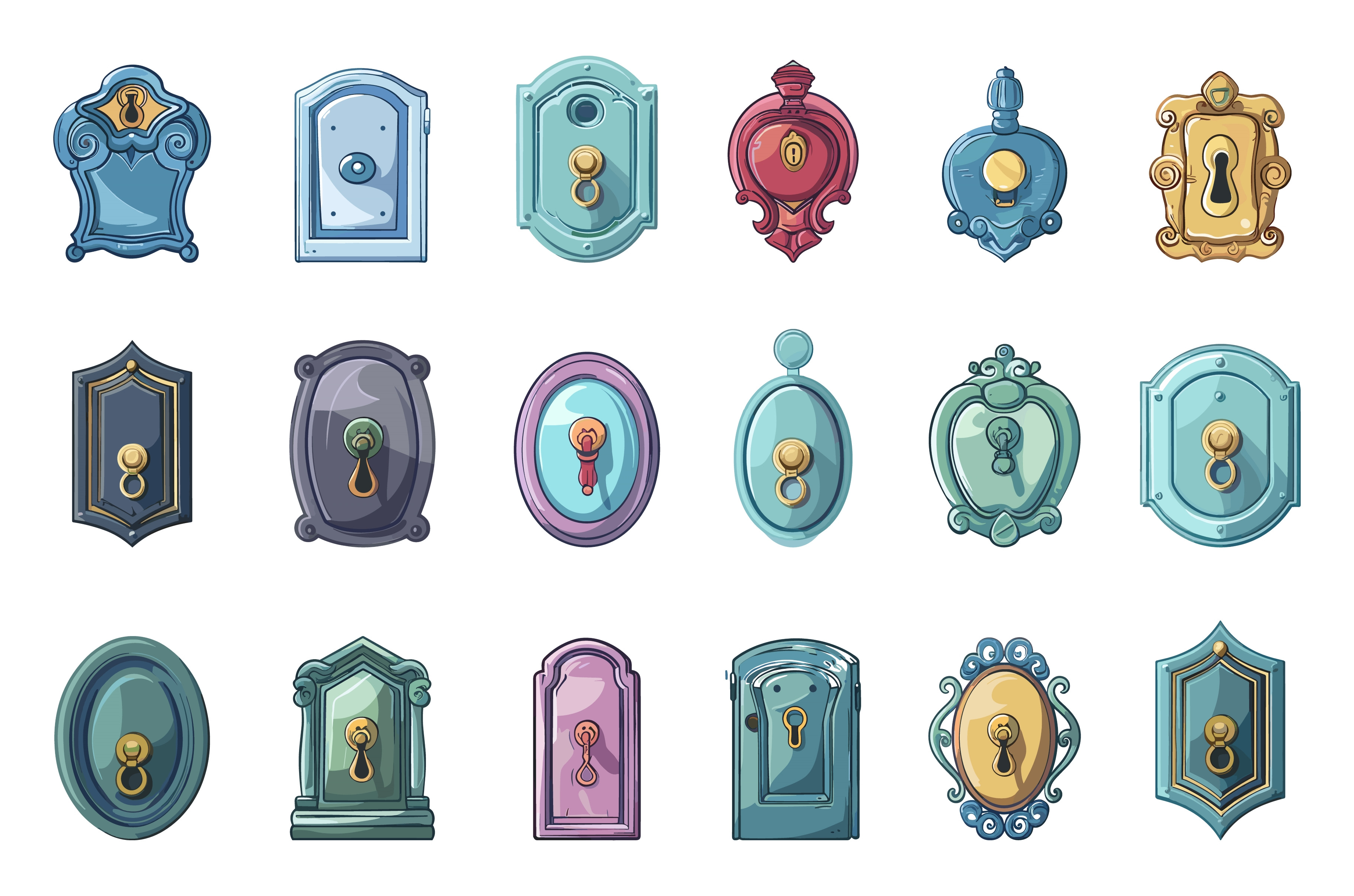 Cartoon Doorknobs and keyholes, an Illustration by LadadikArt ...
