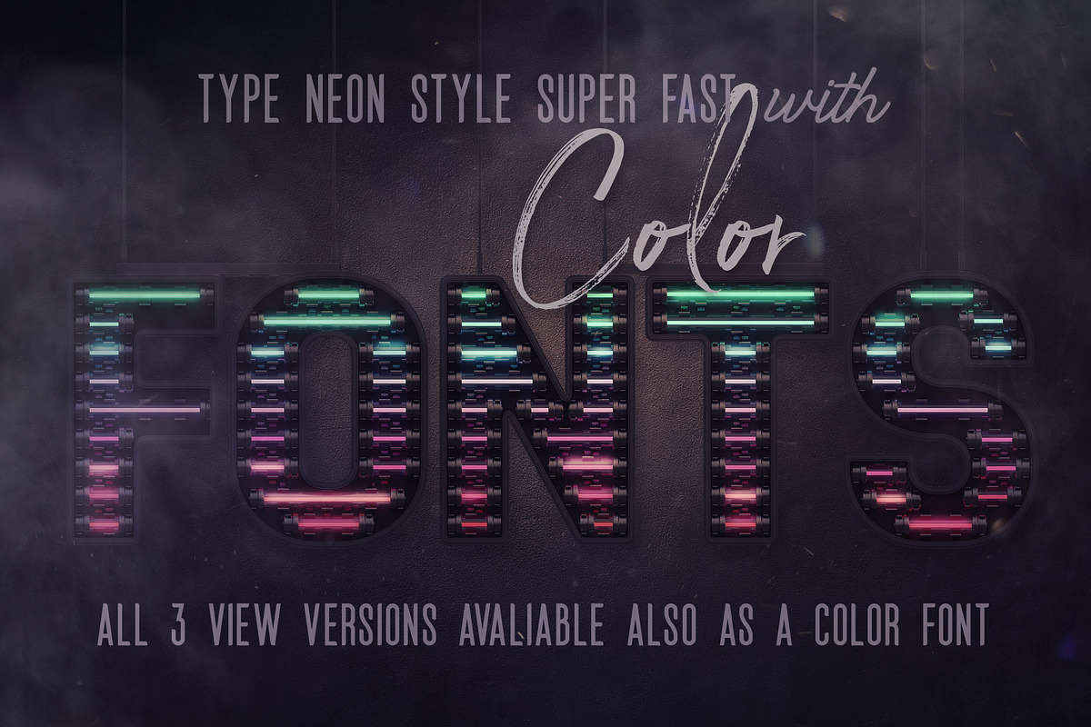 Colorful Neon 3D Lettering, a Graphic by TVartworks