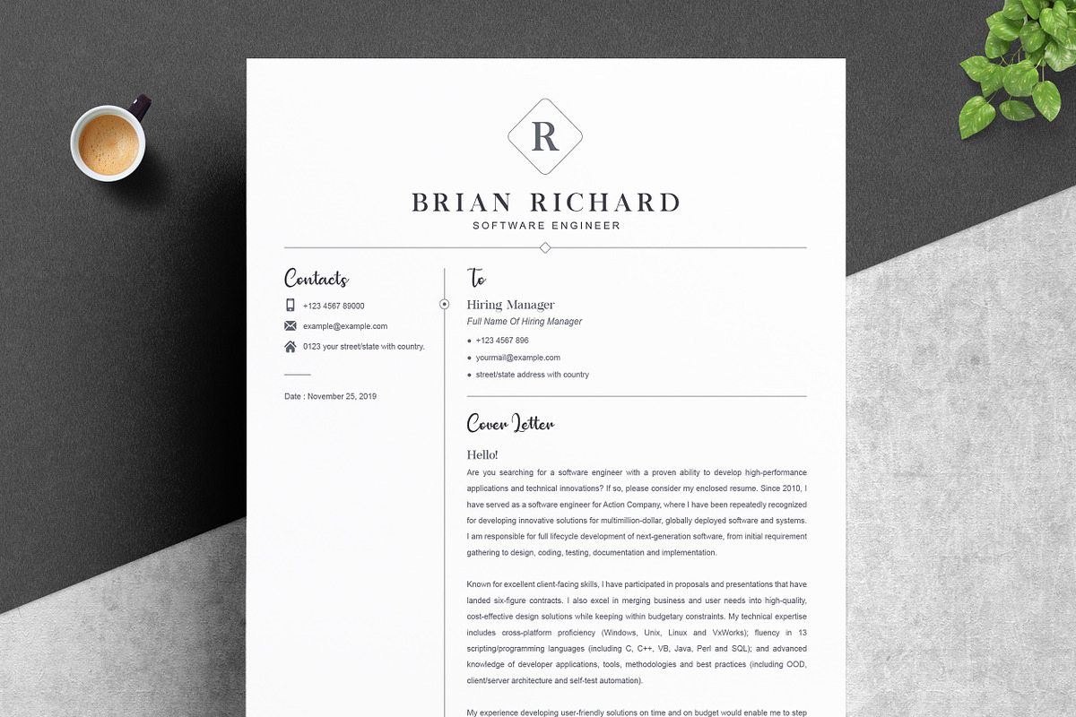 Clean Word Resume / CV Template, a Resume Template by ResumeInventor