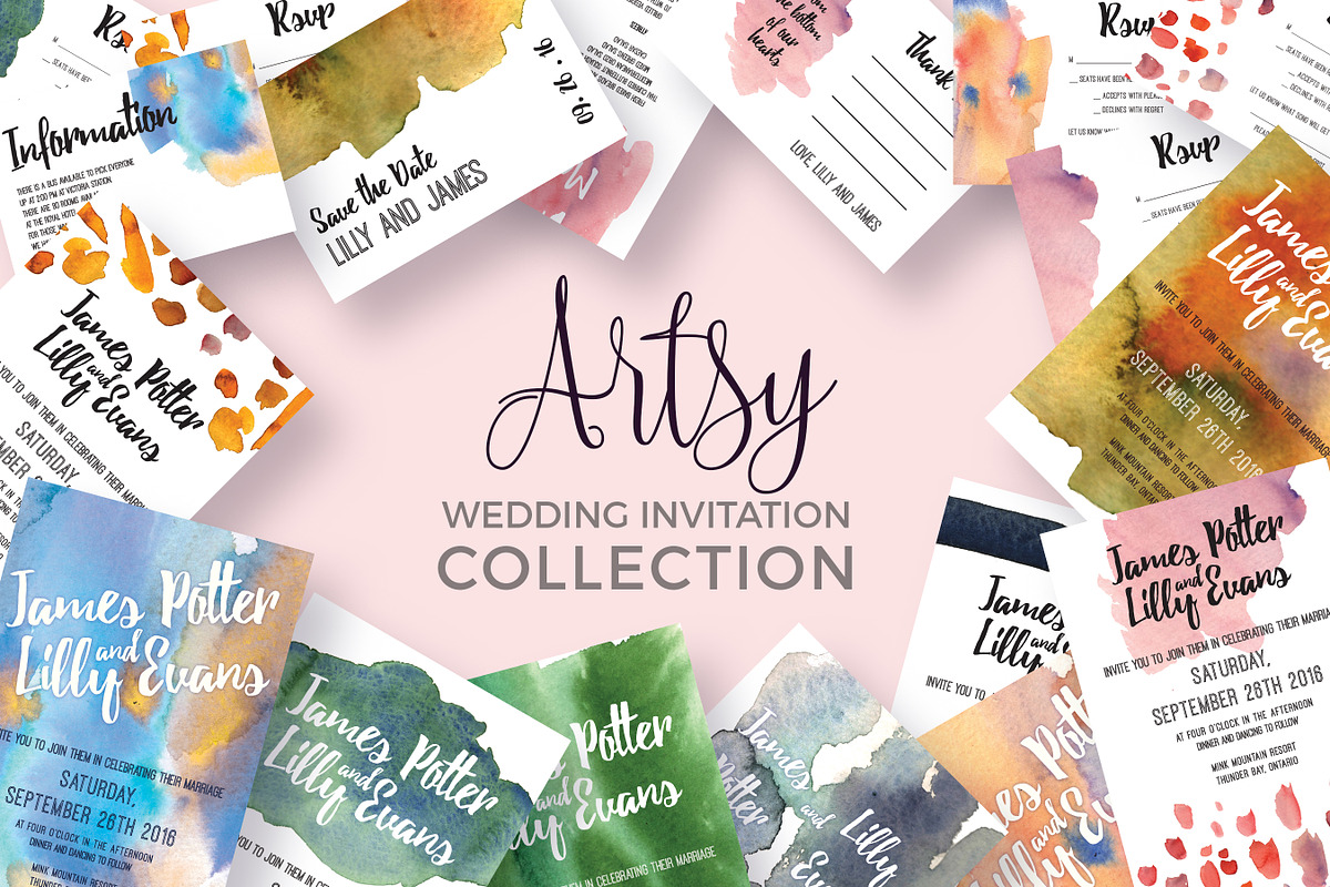 Artsy Wedding Invitation Collection, an Invitation Template by Knotted ...
