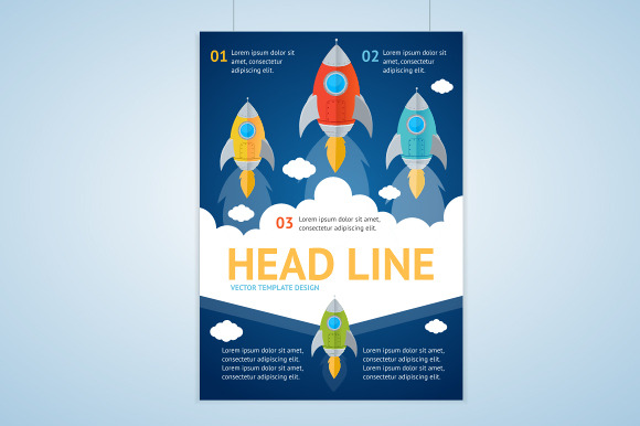 Flying Rocket Brochure Flyer. Vector, an Illustration by Vector and ...