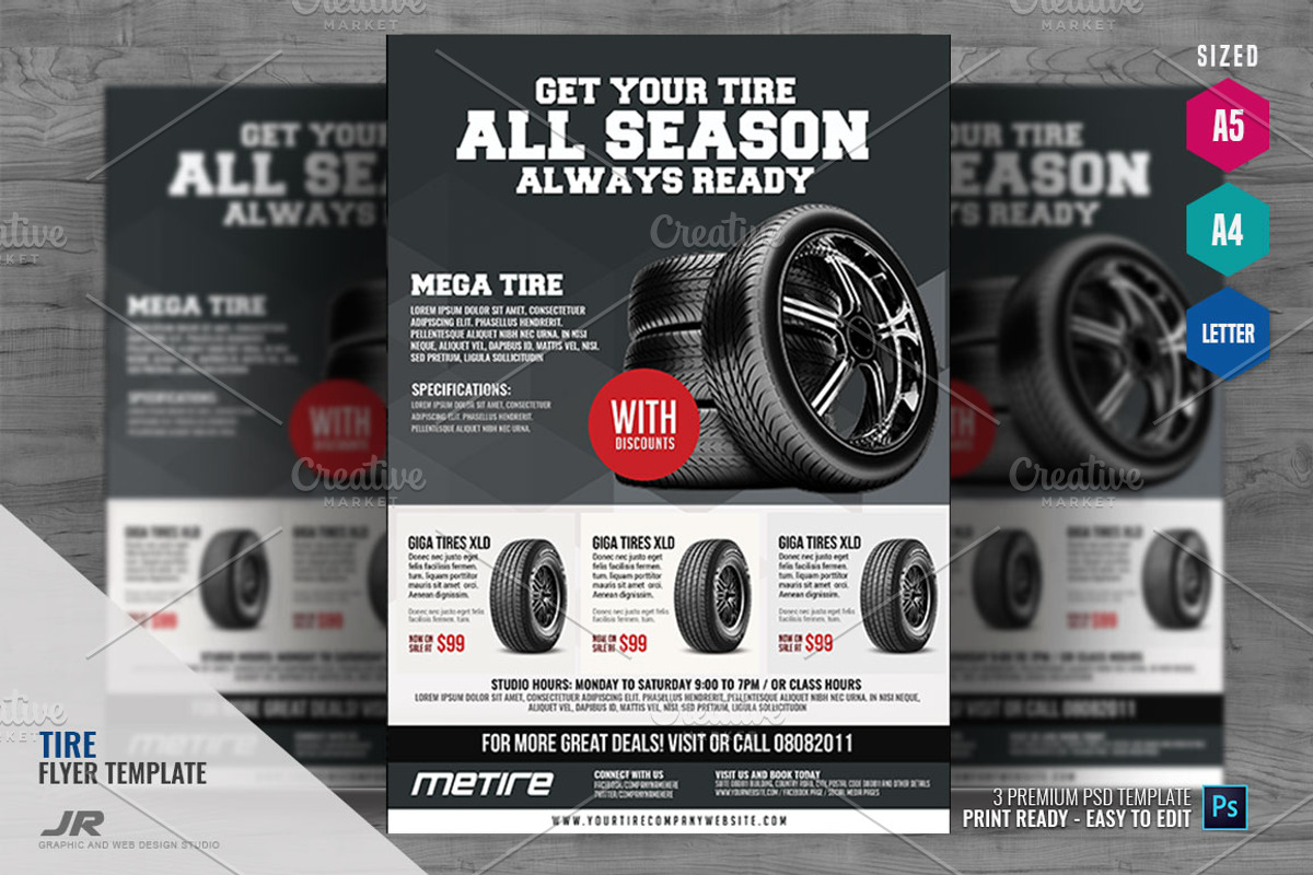 Tire Shop Center Flyer, a Flyer Template by PSDPixel
