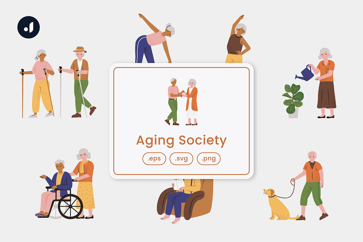 Aging Society Illustration
