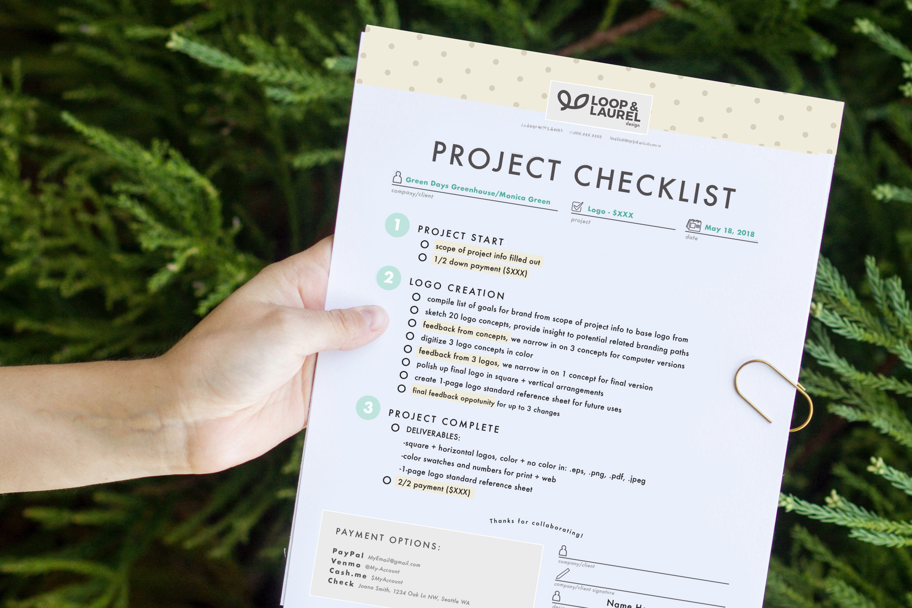 Project Checklist Template for .ai, a Templates & Theme by LOOP & LAUREL