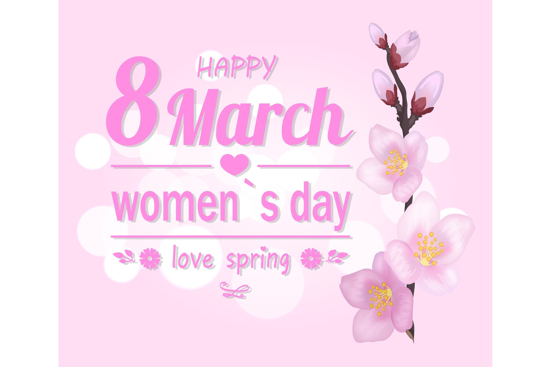 Happy 8 March Pink Banner Vector Illustration, a Decorative ...