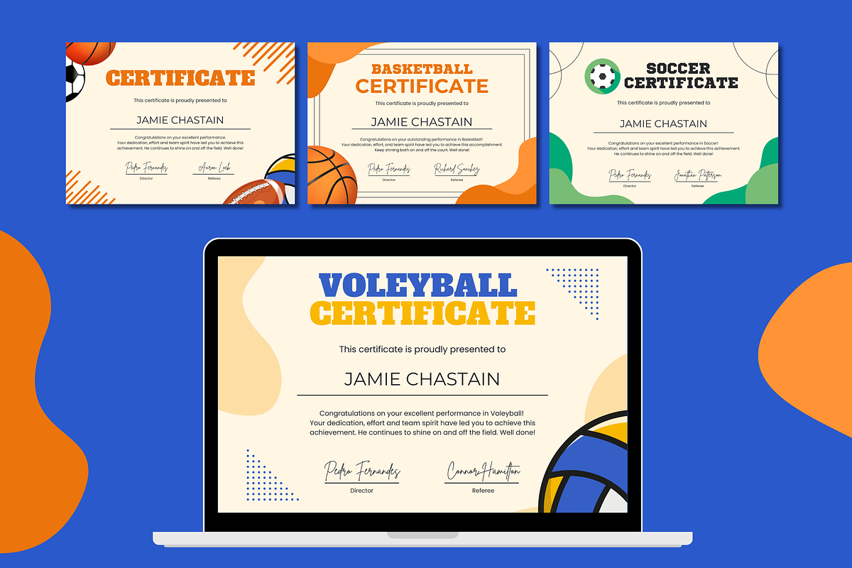5 Sports Certificates Templates, a Templates & Theme by TemplateCastleStore