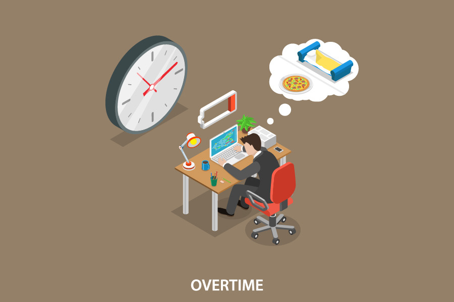 Overtime, a Person Illustration by AndriiStore