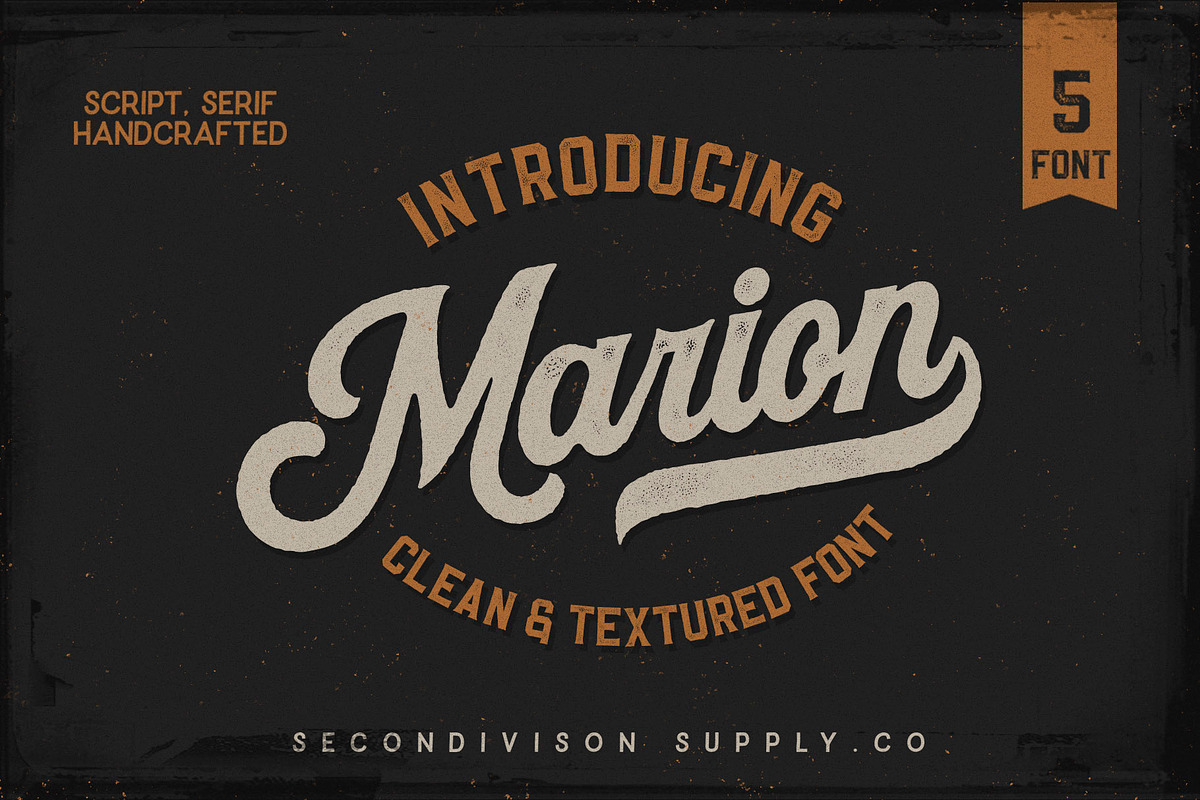Marion 5 Font, a Script Font by Secondivison Supply