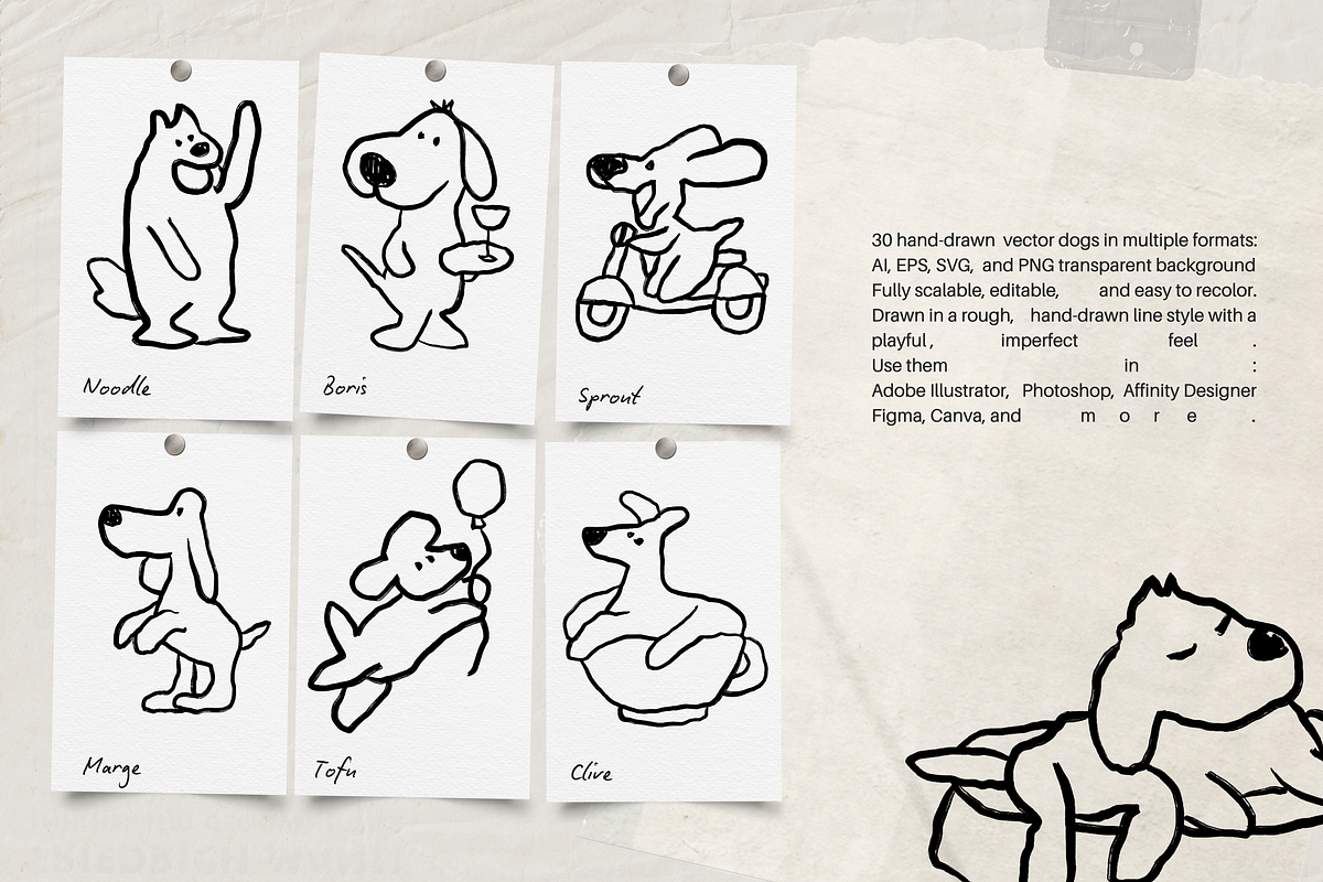 DOGS – 30 Vector Dog Illustrations