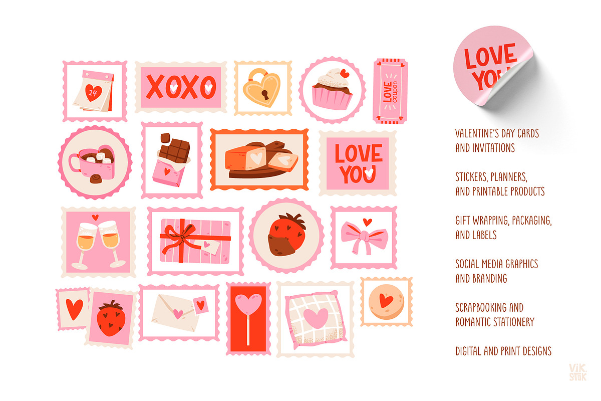 Cute Valentine’s Day Clipart Set, an Object Graphic by vik.stock