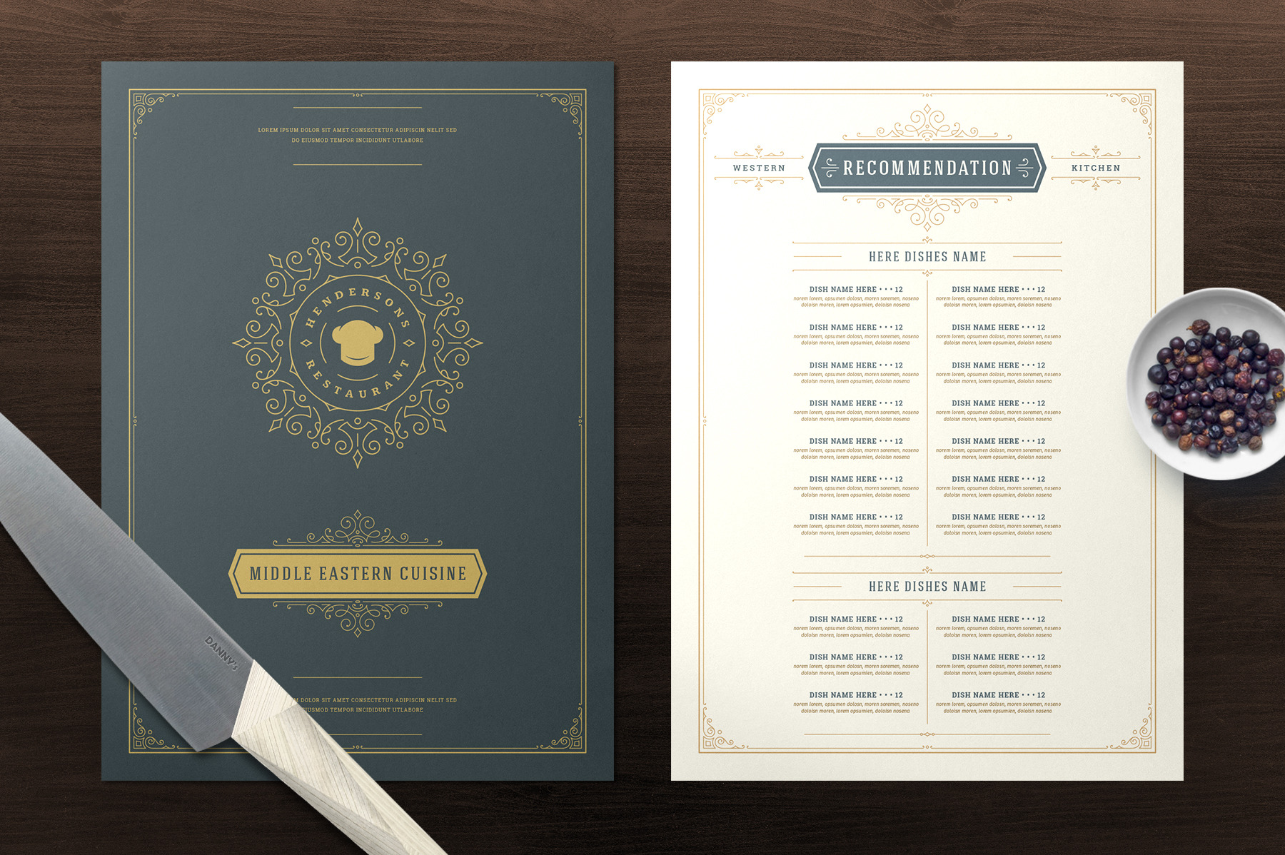 Restaurant Menu Template and Logo, a Flyer Template by Vasya Kobelev