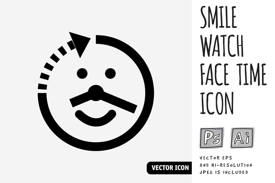 Smile watch face time icon, an Outline Icon by Crowhouse