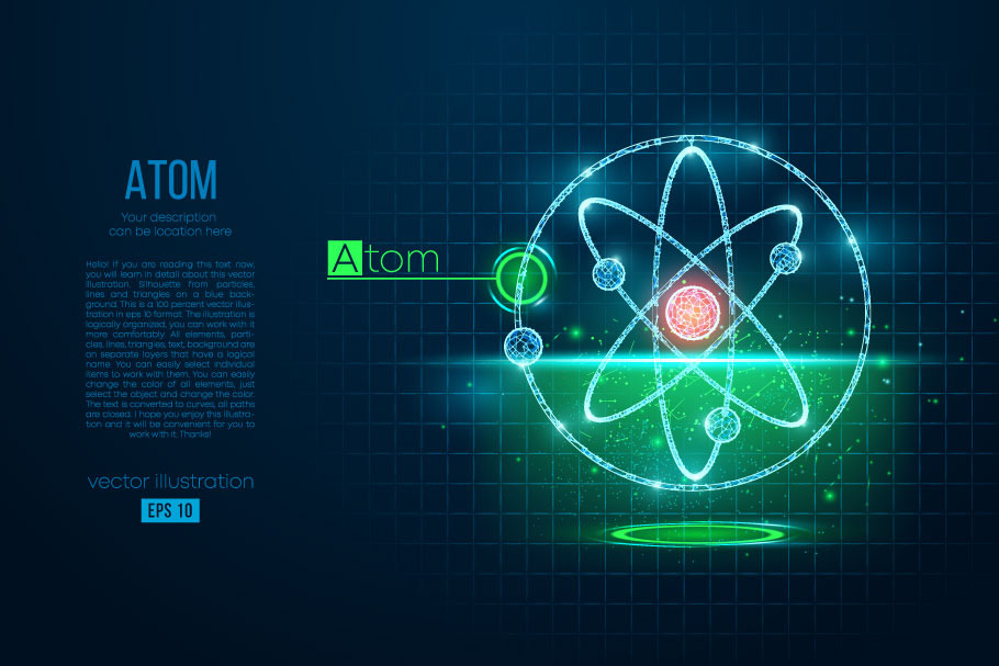 Abstract silhouette of the atom, an Education Illustration by Matrosovv ...
