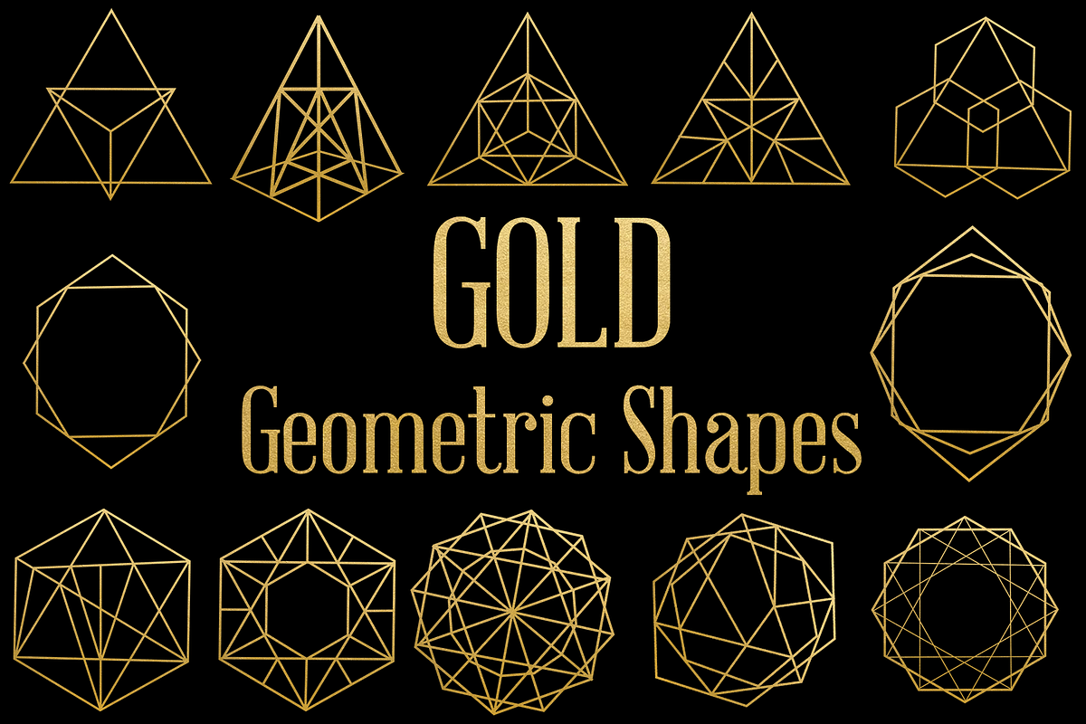 Gold Geometric Shapes, a Decorative Illustration by Dream in Watercolor