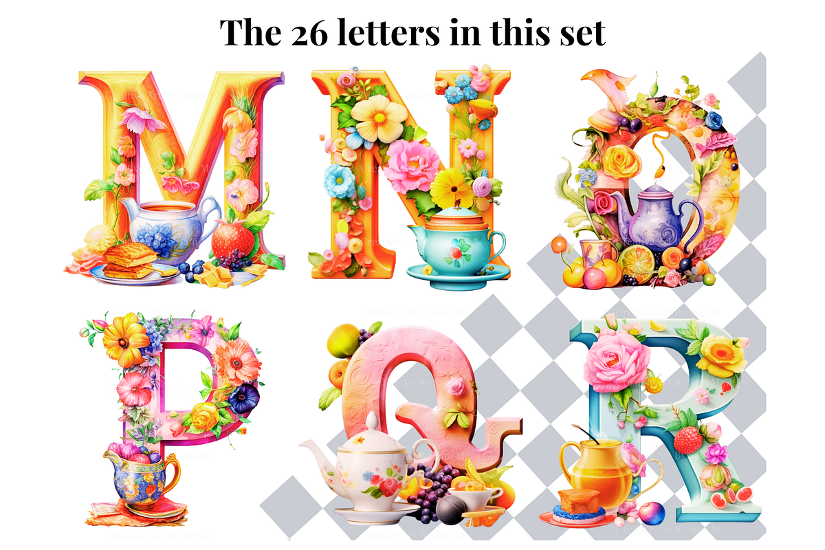 Tea Party Alphabet Letters, a Decorative Illustration by Creative Art ...