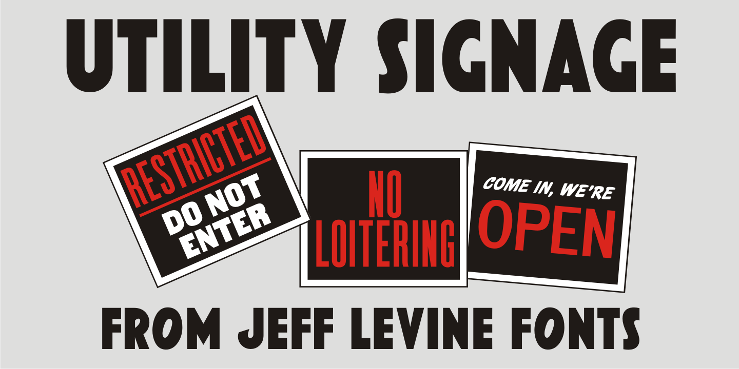 Utility Signage JNL, a Symbol Font by Jeff Levine Fonts