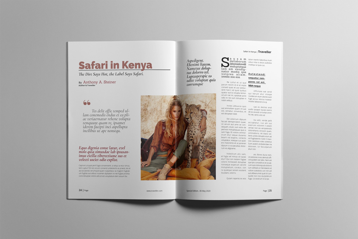 Travel Magazine Layout, a Magazine Template by Swayang