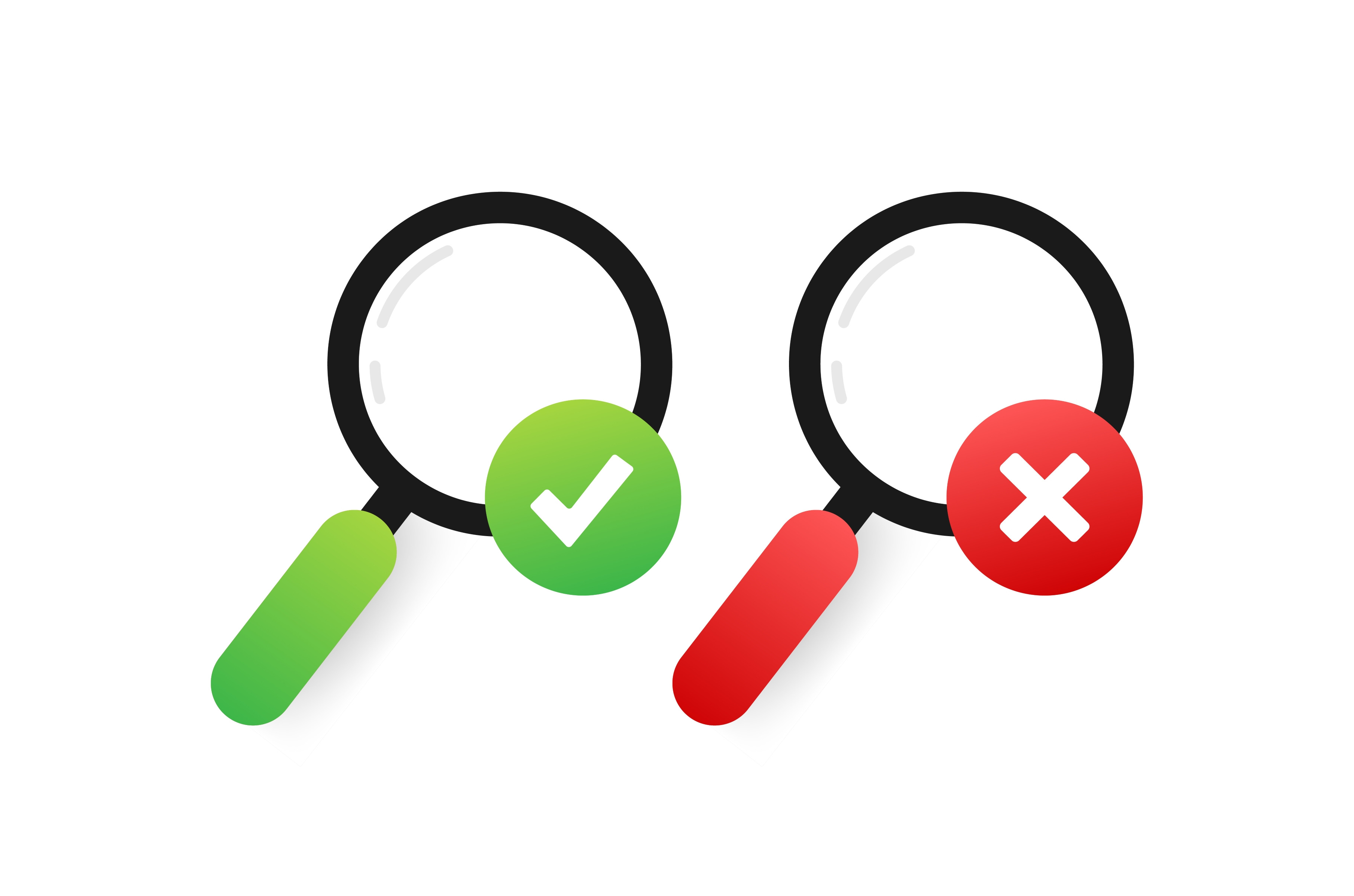 Magnifying glass and a tick and, an Object Illustration by DG-Market