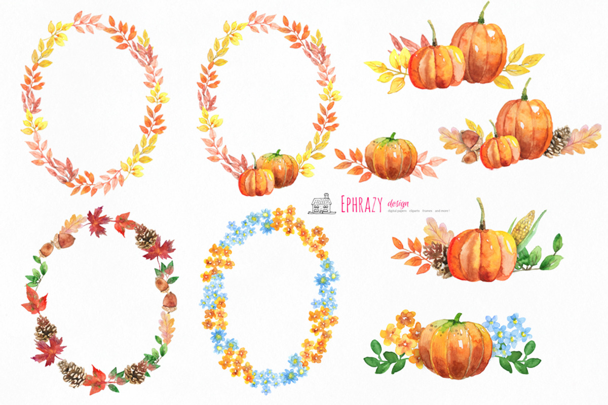 Fall Autumn clipart set paper, an Illustration by EphrazyGraphics