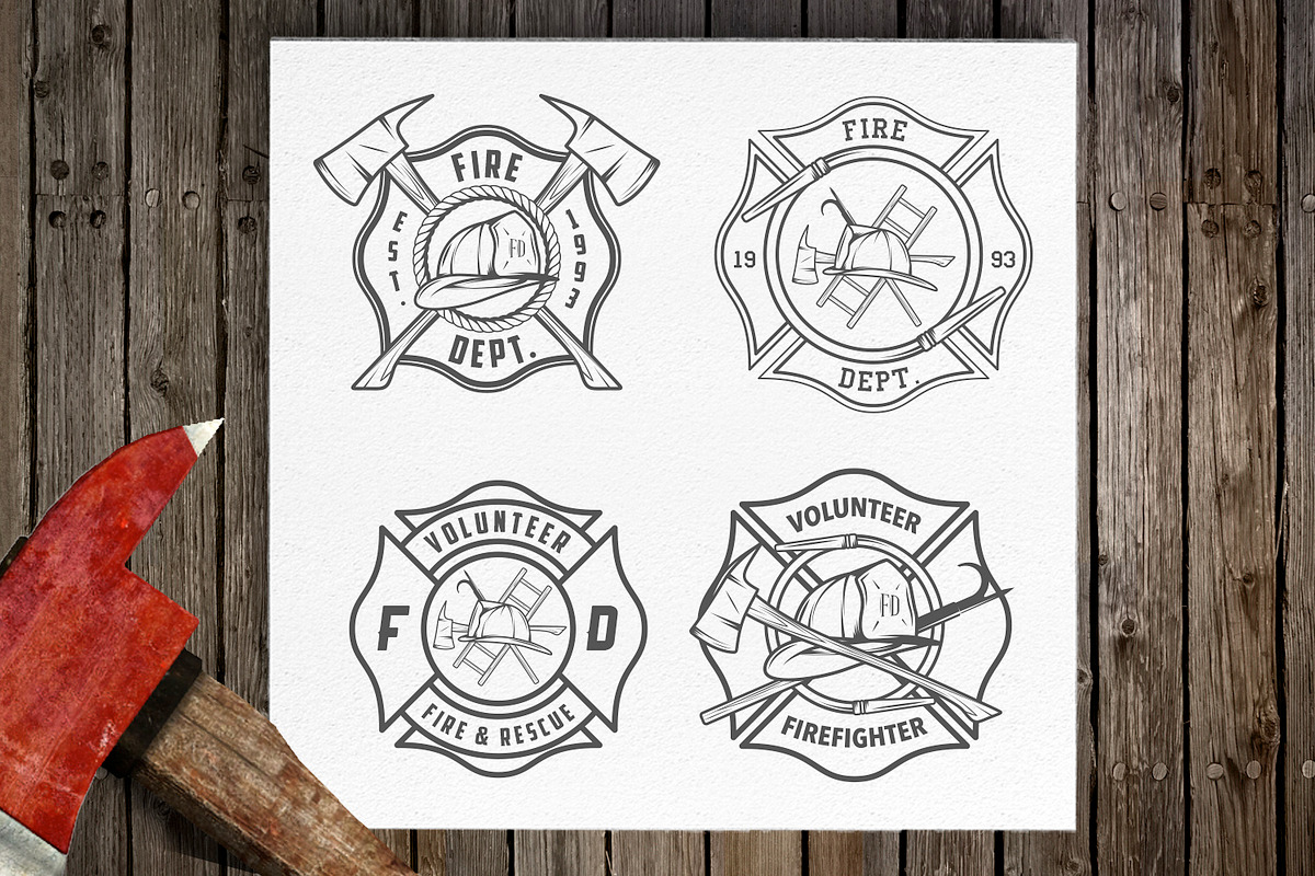 Fire department emblems and patches, an Illustration by 1baranov