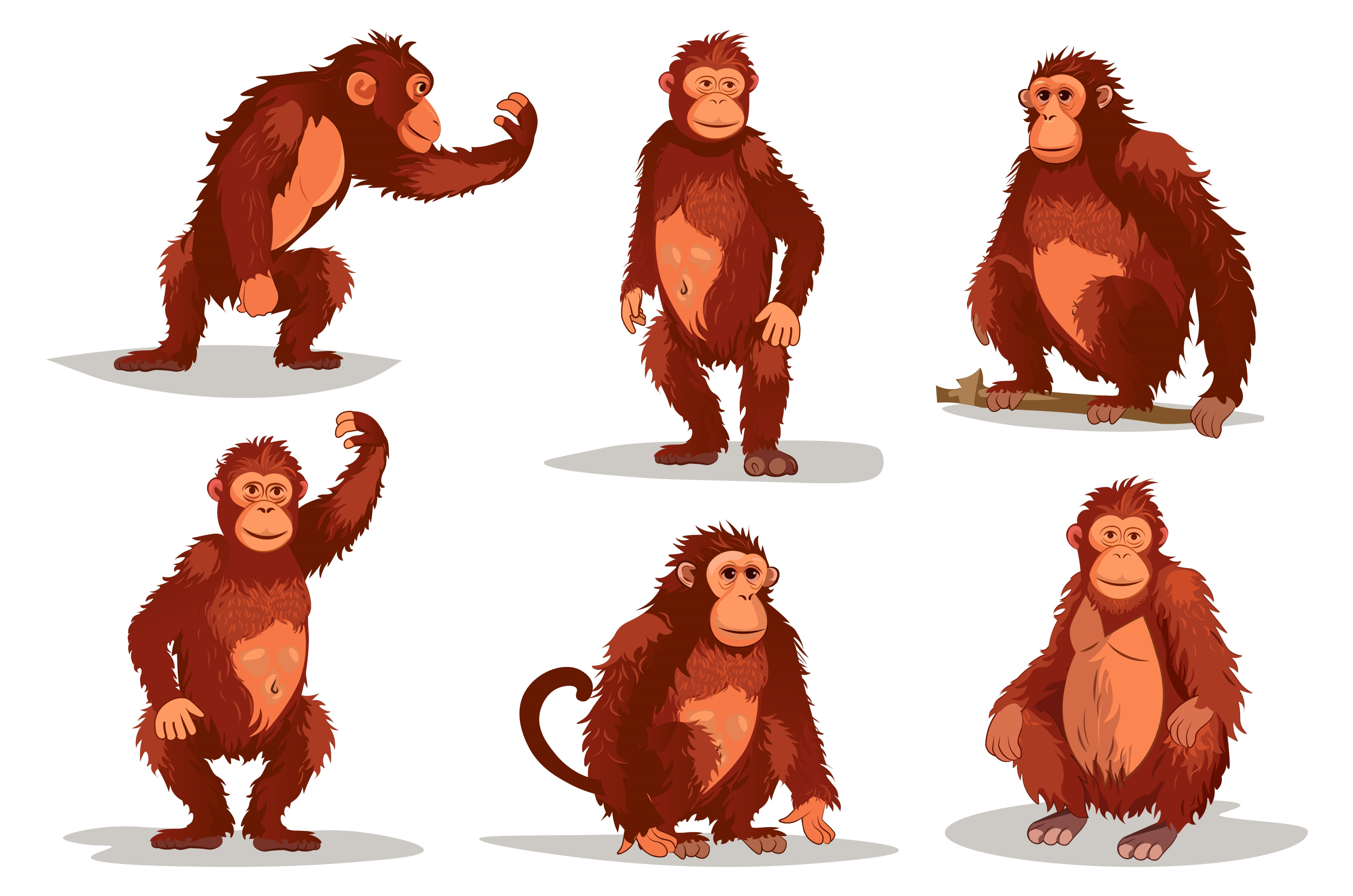 Monkey set in the flat cartoon style, an Animal Illustration by Dessign ...
