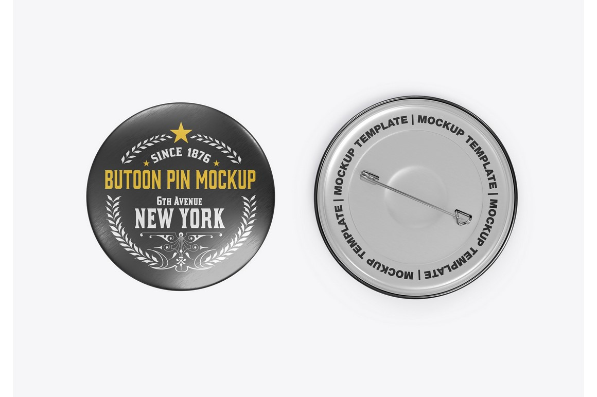 Metallic Button Pins Mockup, an Apparel Mockup by OneVectorStock